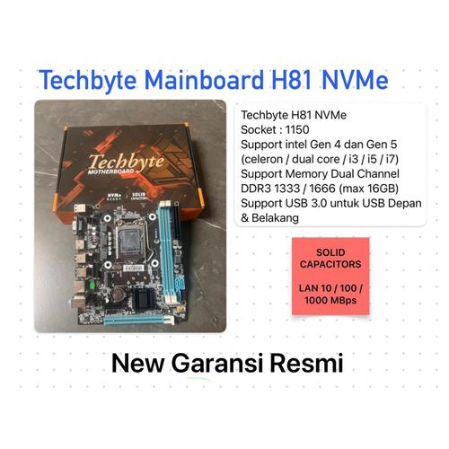 Jual Techbyte Mainboard H81 NVMe socket 1150 (Gen 4 / 5) NEW GARANSI ...