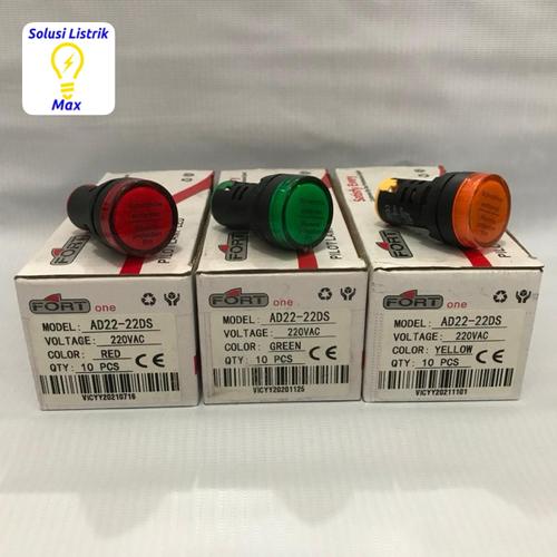 Jual Pilot Lamp Indikator 22mm ADD22-22DS 220V Merah Hijau Kuning Fort ...