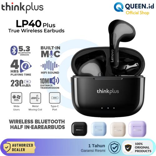 Jual Lenovo ThinkPlus LP40 PLUS TWS True Wireless Bluetooth Earbuds Headset - Hitam - Kab ...