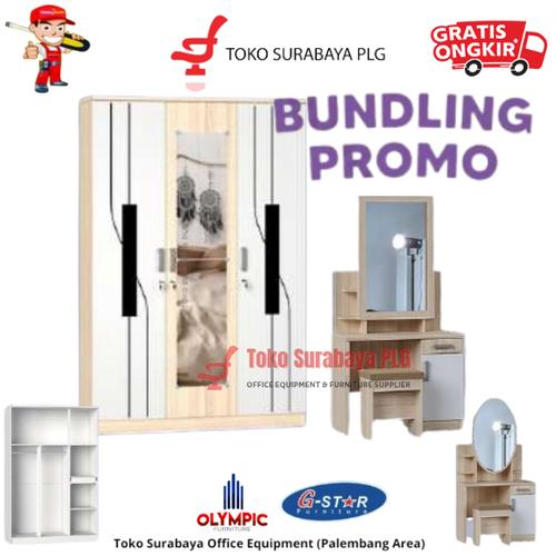Jual Paket Lemari Pakaian Meja Rias Olympic Gstar LCBP Emily Pine MR ...