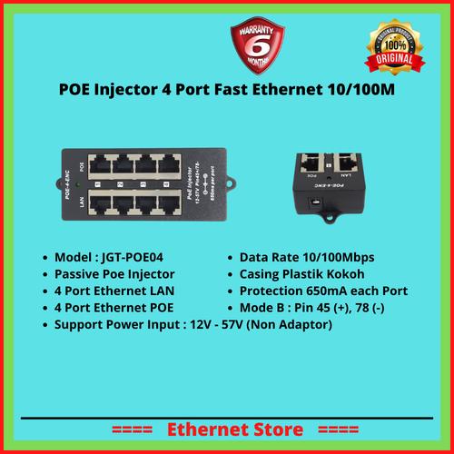 Jual Poe Injector 4 Port 100M Atau Gigabit - Adaptor 24V 6A - Jakarta ...