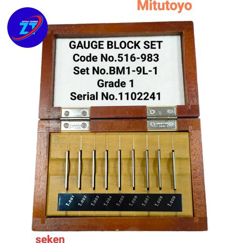 Jual Mitutoyo GAUGE BLOCK SET Code No.516-983 Set No.BM1-9L-1 Grade 1 ...