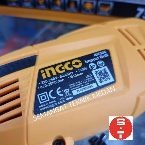 Jual ID7508 MESIN BOR TANGAN BETON IMPACT DRILL 13mm 750 WATT INGCO ID ...