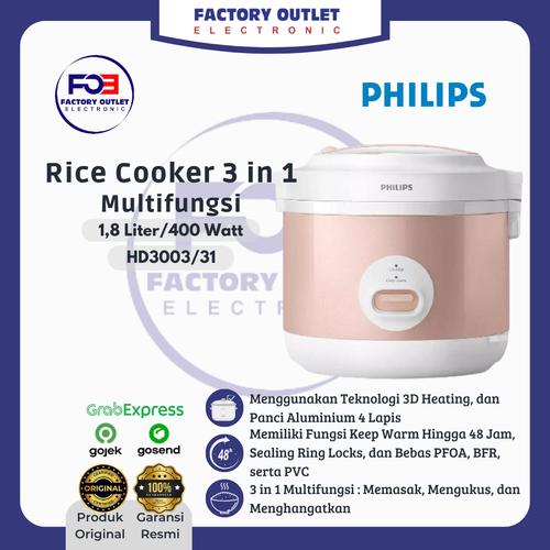 Promo PHILIPS HD3003/31 Rice Cooker Penanak Nasi 3 In 1 3D Heating 1.8 ...