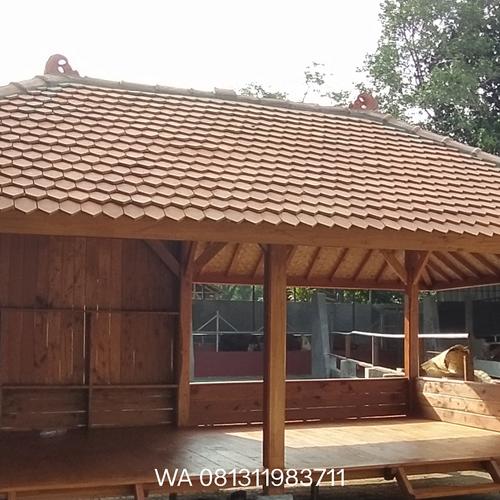 Jual saung/gazebo kayu atap genteng harga permeter persegi 3000.000 ...