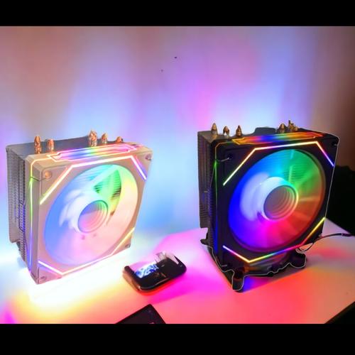 Jual CPU COOLER RGB FAN PROCESSOR COOLER RGB 4 HEATPIPE W400 - Putih ...