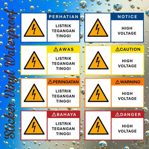 Jual Stiker listrik Size 10x20 cm Sticker vinyl persegi tulisan Listrik ...