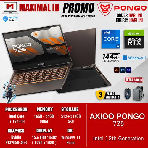 Jual Laptop Gaming Axioo Pongo 725 Intel i7 1265H 64GB 1TB SSD RTX2050 ...