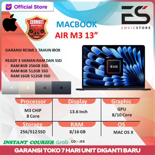 Promo Apple MacBook Air M3 13 Inch 2024 M3 Chip GPU 8Core/10Core Resmi ...