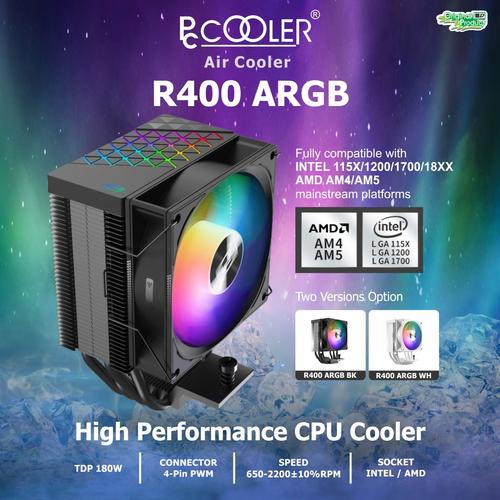 Promo PCCOOLER R400 ARGB CPU COOLER 4 HEATPIPES SUPPORT LGA1700/AM5 TDP ...