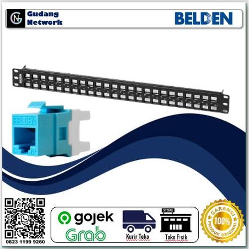 Jual Belden patch panel 48 port cat 6 1U include modular jack ORIGINAL ...