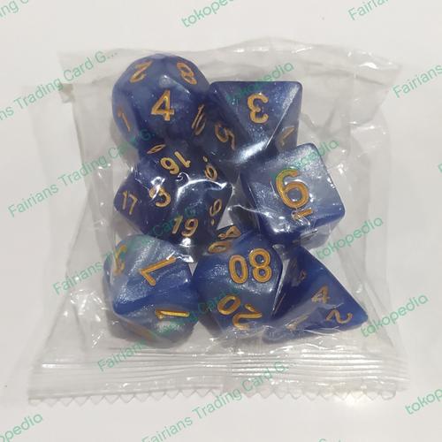 Jual Dadu/Dice DND Polyhedral set isi 7 (Starry Blue White) - Kota ...