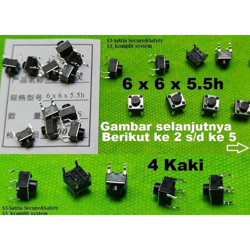 Jual tombol tactile 6x6 5,5 4kaki 5.5mm push tekan 4 pin kaki 4pin ...