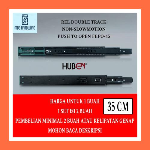 Jual Rel Laci HUBEN Push To Open 35 CM Full Extension Double Track Tip ...