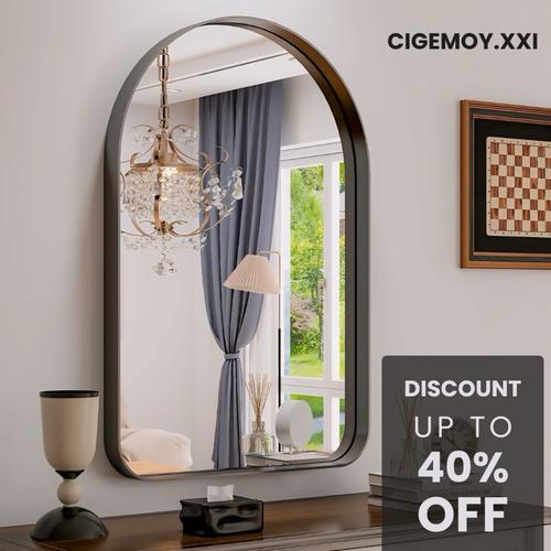 Jual Cermin Setengah Oval Kapsul Dinding Aesthetic Frame Hitam Putih ...