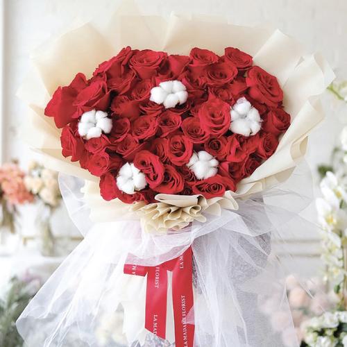 Jual Get ready to red bouquet bucket buket bunga segar fresh cotton ...