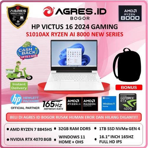 Promo HP Victus 16 2024 Ryzen 7 8845HS RTX4070 8gb 16gb 1Tb Ssd 16.1 ...