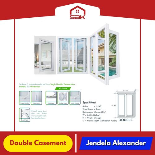 Jual Jendela Rumah UPVC Double Casement | Jendela Dorong 2 Daun 100x120 ...