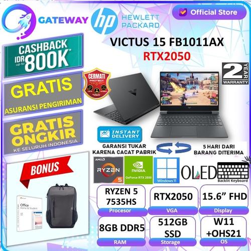 Promo Hp Victus 15 FB1011AX Ryzen 5-7535HS RTX2050 4GB - 16gb 1TB FHD 144HZ - BASIC 1 Cicil 0% ...