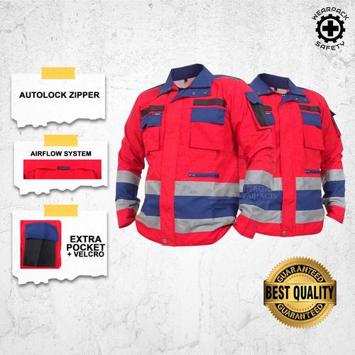 Promo Wearpack Safety Model Semi Jaket Ripstop Warna Merah Kombinasi ...