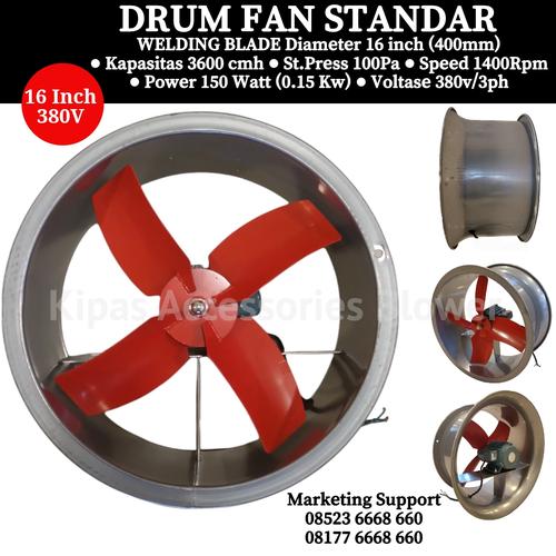 Jual Heavy Dutty Drum Fan Standar 16 Inch 3 Phase Axial Drum Fan ...