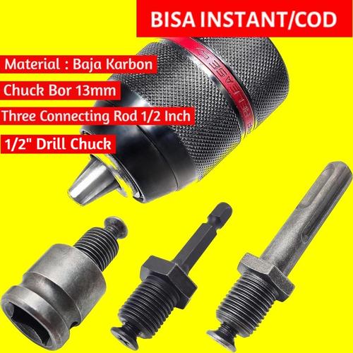 Jual (COD) Adapter Adaptor Bor Keyless Drill Chuck 1.5-13mm 1/2-20 UNF ...