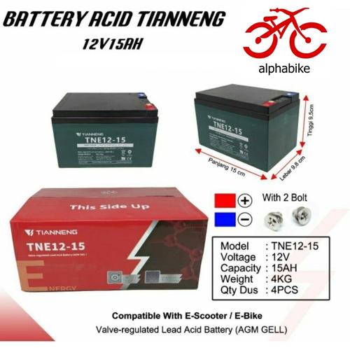 Jual BATTERY ACCU TIANNENG 12V 15AH DZF AKI SELIS 12V 15AH TIAN NENG ...