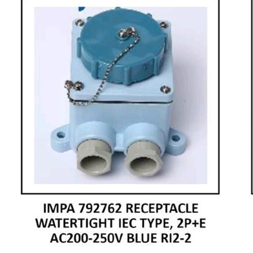 Jual impa 792762 receptacle watertight IEC type 2P+E AC 250v Blue RI2-2 ...