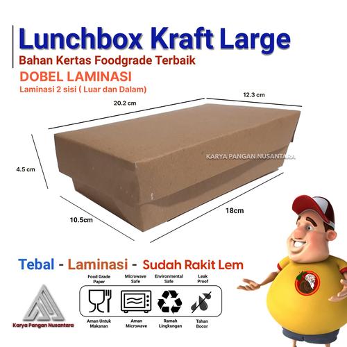 Jual PAPER LUNCH BOX KRAFT LARGE DOBEL LAMINASI KOTAK MAKAN KERTAS SUDAH LEM DOBEL LAMINASI ...