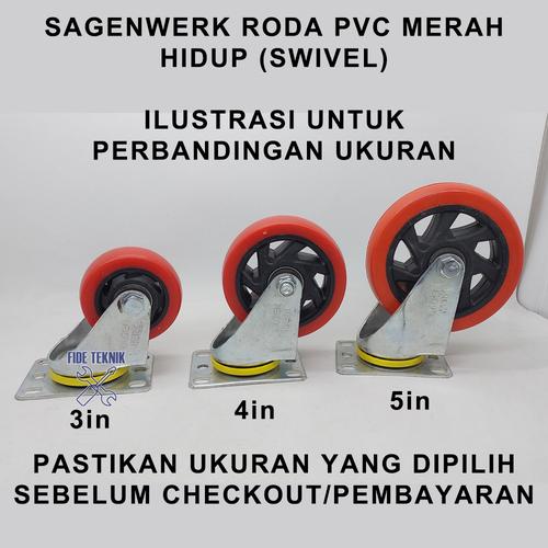 Jual SAGENWERK Roda Troli PVC RED MERAH Medium Duty Caster Troly HIDUP ...