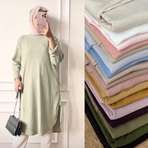 Jual TUNIK RIB KAOS JUMBO XXL MELAR DRESS RAJUT HALUS RAJUT MELAR ...
