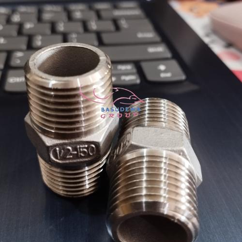Jual DOUBLE NEPEL 1/2" STAINLESS / DOUBLE NIPPLE 1/2" SS STAINLESS ...