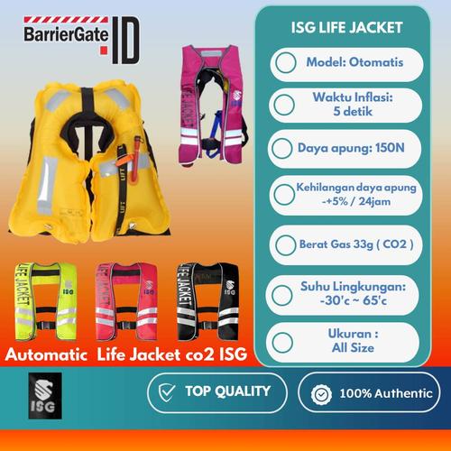 Jual Inflatable Life Jacket ISG Pelampung co2 Automatic with Stiker Reflective - Merah Muda ...