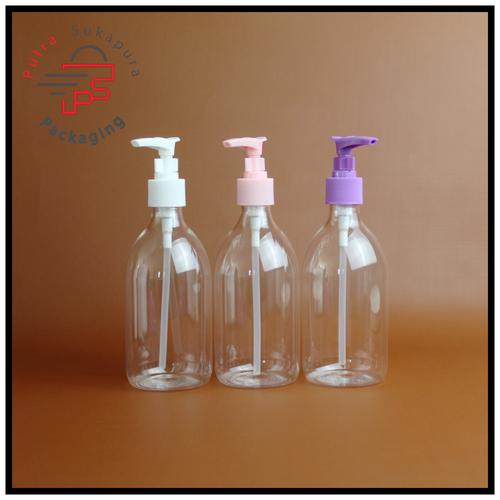 Jual botol pump 300ml oval/botol lotion pump 300ml/pump clip oil neck ...