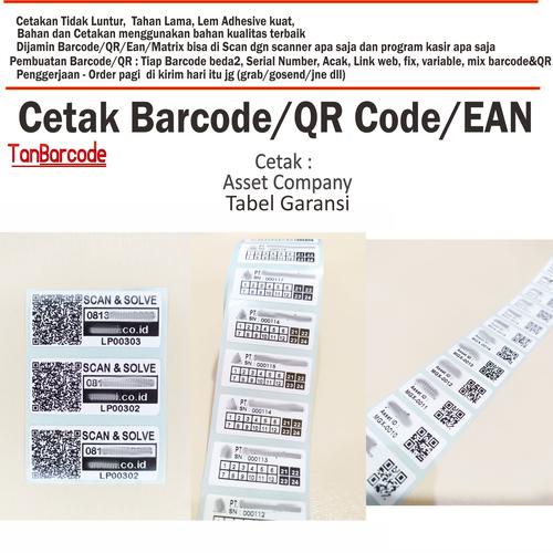 Jual cetak sticker semicoated QR code utk tracking Asset kantor/sekolah ...
