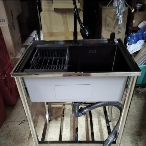 Jual Kaki Meja Sink Portable 7545 Lengkap Kran/Kitchen Sink 7545 Black ...
