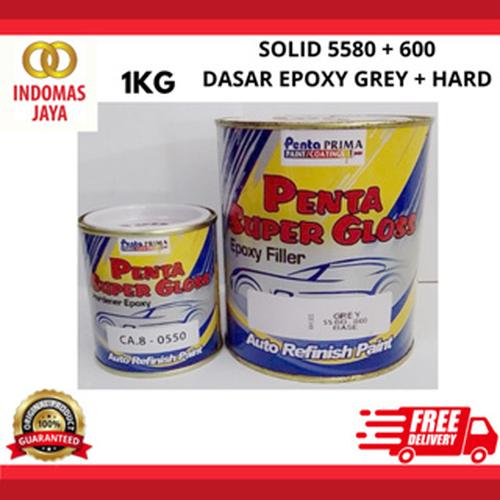 Jual CAT PENTA SUPER GLOSS PAKET DASAR EPOXY GREY + HARD 5580+600 SOLID ...
