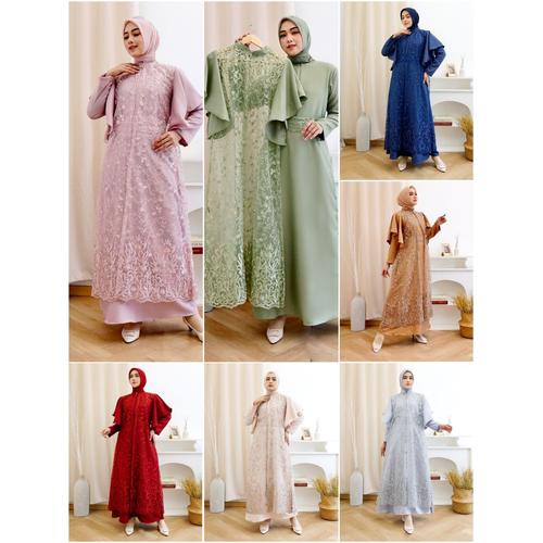 Jual (Jamin RealPict) 2IN1 GEORGINA DRESS INNER + OUTER BRUKAT TILLE PREMIUM / FREE BELT / SET ...