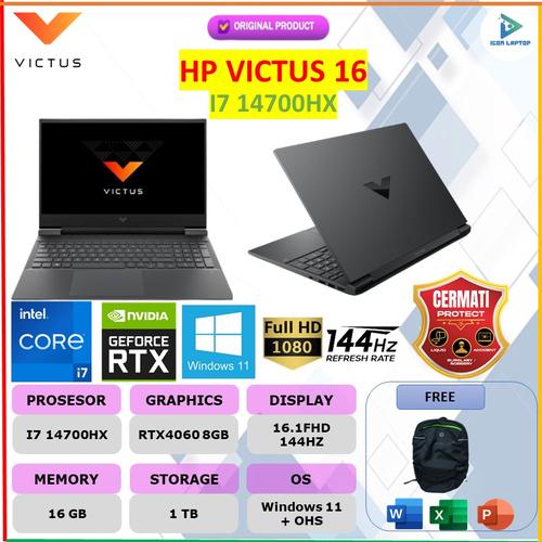 Jual HP Victus 16 rtx4060 8GB i7 14700hx 16GB 1TB W11+OHS 16.1 FHD 144HZ - 16GB / 1TB, PLUS ...