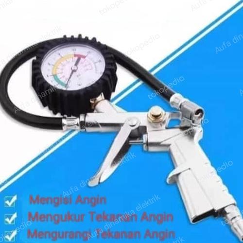 Jual Tire Inflator Air Pressure Gun Isi Ukur Tekanan Angin 3 in 1 Gauge ...