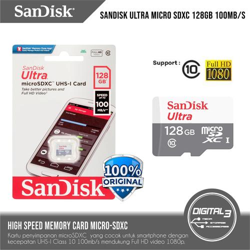 Jual SanDisk Ultra MicroSDXC UHS-I 128GB 100MB/s MicroSD Card Class 10 - Kota Denpasar - digital ...