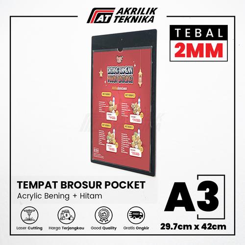 Promo Akrilik Tempat Brosur Pocket Frame Menu Hitam - Ukuran A3 ...