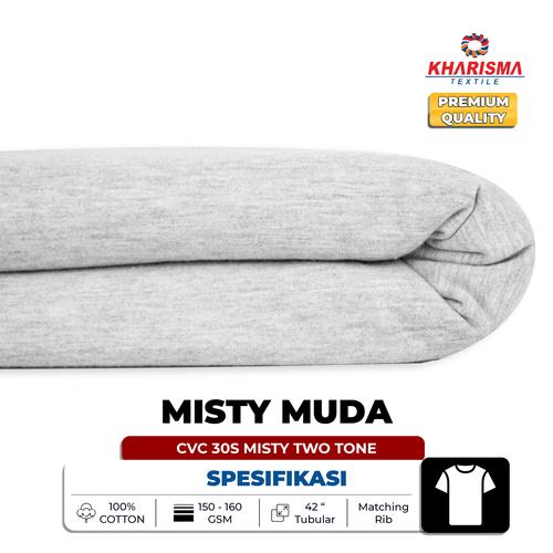 Jual Bahan Kaos Kain CVC 30s Warna Misty Muda (Twotone) Kharisma Textile - bahan 1mtr, bahan ...