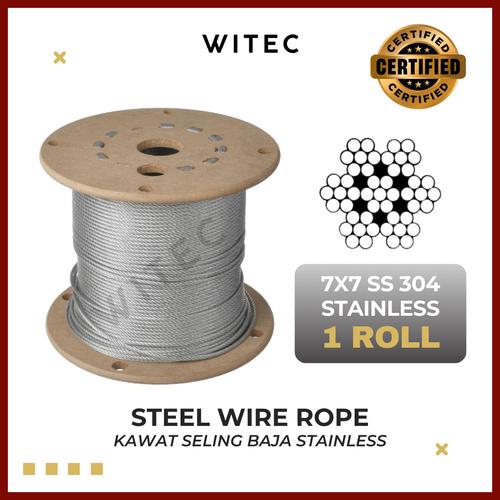 Jual 1 ROLL 7x7 Kawat Seling Stainless SS 304 Steel Wire Rope - 1mm x 1000mtr - Kab. Tangerang ...