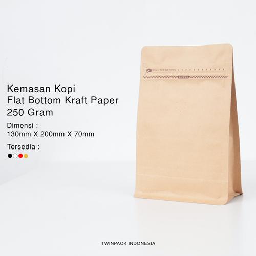 Jual Kemasan Kopi 200 - 250 Gram Flat Bottom Kraft Paper Packaging Kopi ...