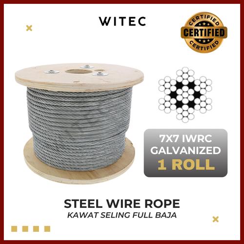 Jual 1 ROLL 7x7 Kawat Seling Full Baja IWRC Galvanised Steel Wire Rope - 2mm x 1000mtr - Kab ...