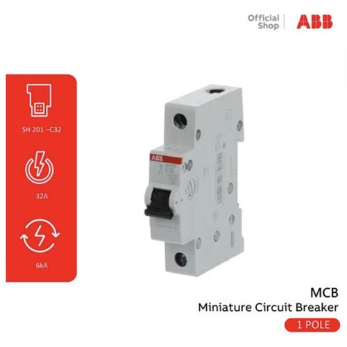 Jual MCB 1P ABB SH201 32A MCB ABB SH201 C32 6kA / MCB ABB SH201 32A 1P 32A 1 Phase 6kA Original ...