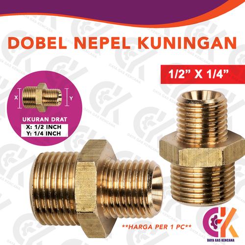 Jual Brass Double Nipple Reducer Drat 1/2 x Drat 1/4 - Dobel Nepel Kuningan - Jakarta Barat ...