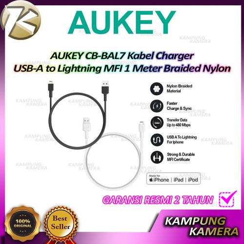 Jual AUKEY CB-BAL7 Kabel Charger USB-A to Lightning MFI 1 Meter Braided ...