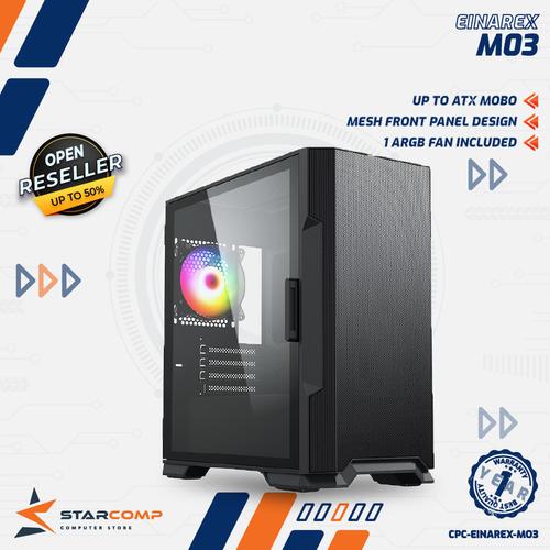 Promo EINAREX M03 BLACK / WHITE Include 1 ARGB Fan ATX Gaming Case ...